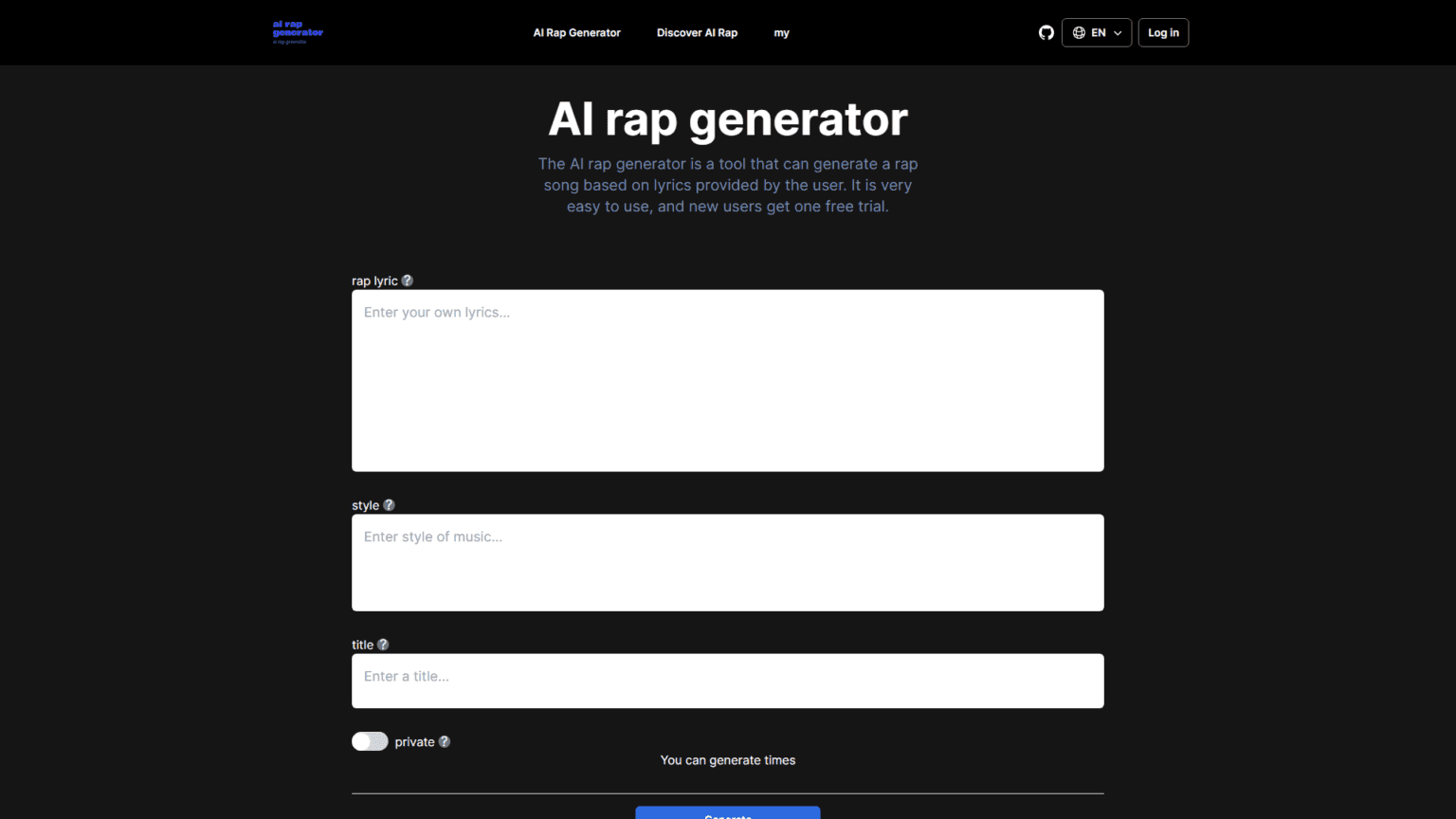 AI rap generator - Full Stack AI